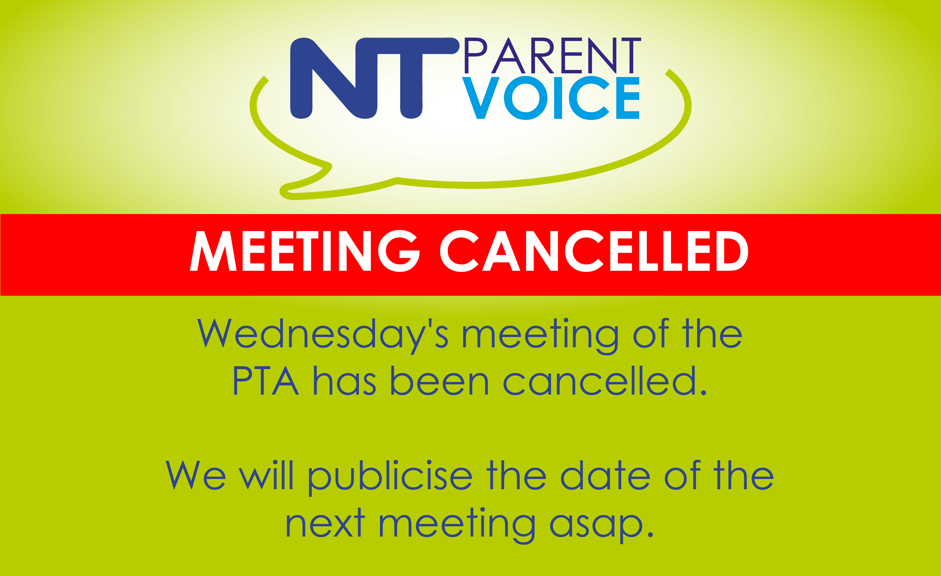PTA Meeting Cancelled